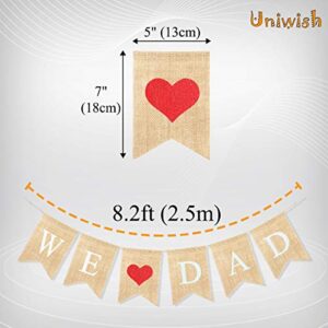 Uniwish We Love Dad Banner Burlap Bunting Rustic Papa Gift Happy Father’s Day Birthday Party Decorations for Men