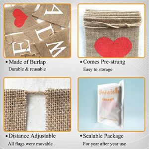 Uniwish We Love Dad Banner Burlap Bunting Rustic Papa Gift Happy Father’s Day Birthday Party Decorations for Men