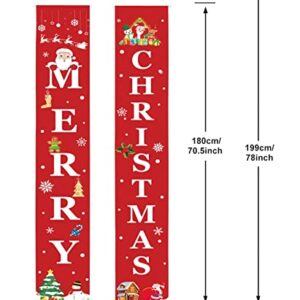 Trooer Christmas Porch Sign, Merry Christmas Banner Indoor Outdoor Christmas Decorations New Year Wall Hanging Flag Banners for Holiday Party Supplies Home Welcome