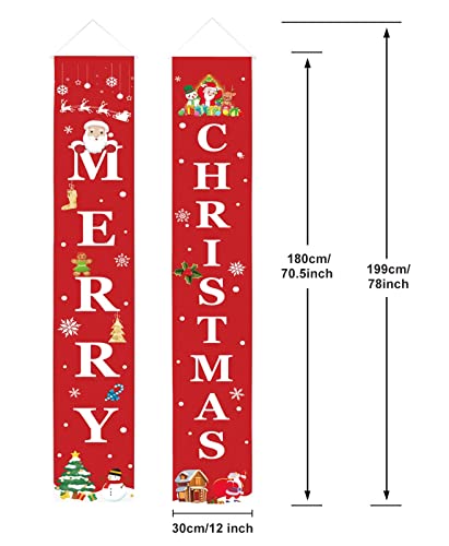 Trooer Christmas Porch Sign, Merry Christmas Banner Indoor Outdoor Christmas Decorations New Year Wall Hanging Flag Banners for Holiday Party Supplies Home Welcome