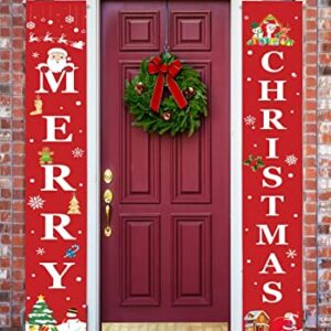 Trooer Christmas Porch Sign, Merry Christmas Banner Indoor Outdoor Christmas Decorations New Year Wall Hanging Flag Banners for Holiday Party Supplies Home Welcome