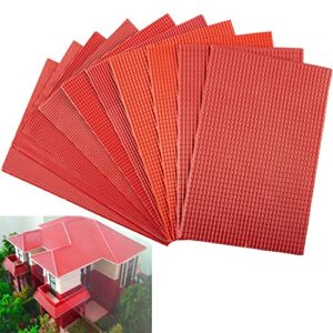 10 pcs miniature roof tiles model tiles for diy architecture building model railway fairy garden sand table scene scenery (red)