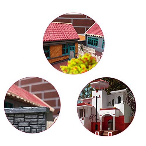 10 Pcs Miniature Roof Tiles Model Tiles for DIY Architecture Building Model Railway Fairy Garden Sand Table Scene Scenery (Red)