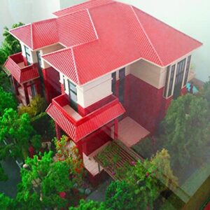 10 Pcs Miniature Roof Tiles Model Tiles for DIY Architecture Building Model Railway Fairy Garden Sand Table Scene Scenery (Red)