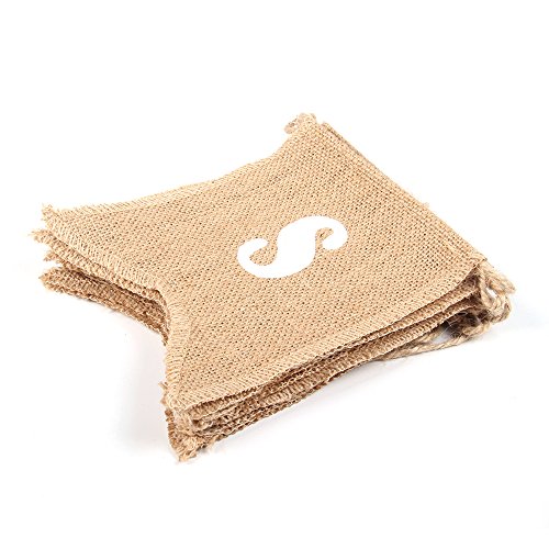 Junxia Swallowtail Shaped Banners Natural Burlap Baby Shower Banner with Jute Cord Party Decoration