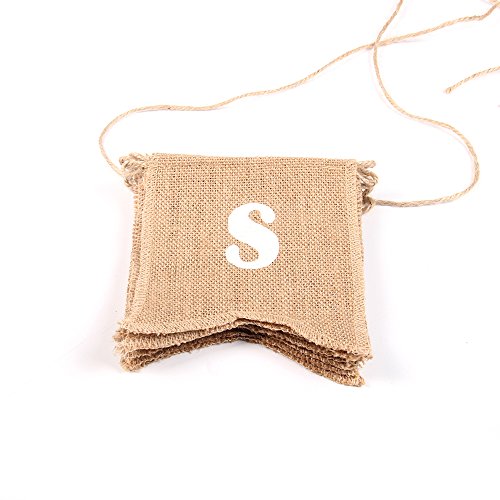 Junxia Swallowtail Shaped Banners Natural Burlap Baby Shower Banner with Jute Cord Party Decoration