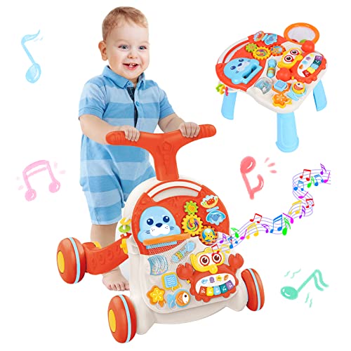 GLÜCK Baby Walker for Baby Boys Girls - Baby Sit to Stand Learning Walkers & Activity Table Center, Baby Bouncer Jumper, Early Educational Toddler Push Walker,Infant Standing Toys for 12 to 36 Months