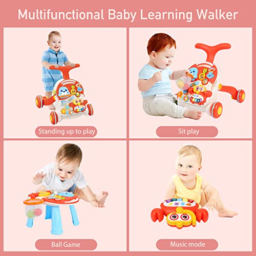 GLÜCK Baby Walker for Baby Boys Girls - Baby Sit to Stand Learning Walkers & Activity Table Center, Baby Bouncer Jumper, Early Educational Toddler Push Walker,Infant Standing Toys for 12 to 36 Months