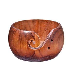 n&f wooden yarn storage bowl handmade wooden yarn bowl organizer box for knitting crocheting crochet accessories, 15cm