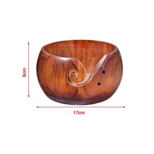 N&F Wooden Yarn Storage Bowl Handmade Wooden Yarn Bowl Organizer Box for Knitting Crocheting Crochet Accessories, 15cm