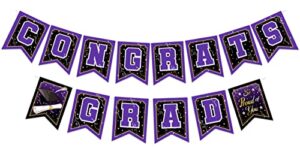 treasures gifted purple graduation banner 2023 – graduation party supplies – graduation decorations class of 2023 – graduation party supplies – congratulations banner purple – congrats grad banner