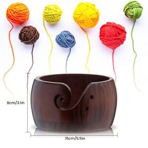 ISKYBOB Splicing Wooden Yarn Bowl for Knitting Wood Crocheting Thread Storage Box Sewing Floss Organizer with Hole DIY Crafting Supplies