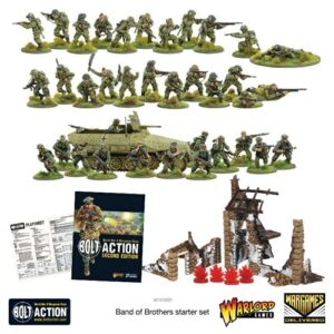 Wargames Delivered Bolt Action Miniatures - Band of Brothers Starter Set- English Language. Action Figures 28mm WWII Miniature Models and Tanks for Miniature Wargaming by Warlord Games