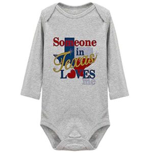 someone in texas loves me newborn baby romper bodysuit long sleeve onesie grey