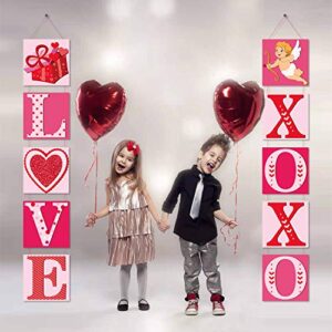 10Pack Valentine's Day Party Banners Valentine's Day Welcome Paper Door Sign Porch Sign Love XOXO Cutouts for Valentine's day Party Decorations Supplies