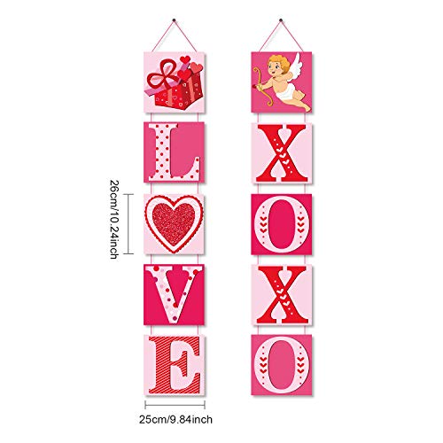 10Pack Valentine's Day Party Banners Valentine's Day Welcome Paper Door Sign Porch Sign Love XOXO Cutouts for Valentine's day Party Decorations Supplies