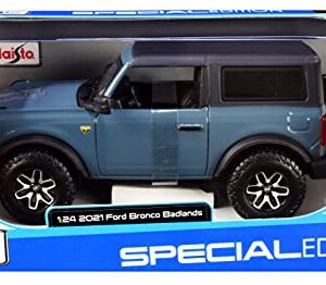 2021 Ford Bronco Badlands Blue with Black Top Special Edition 1/24 Diecast Model Car by Maisto 31530