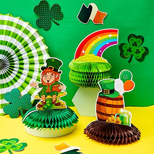 Zonon 19 Pieces St. Patrick's Day Banner St. Patrick's Day Honeycomb Centerpiece St. Patrick' Day Hanging Decorations Shamrock Cutouts Cards St. Patrick's Day Baby Shower Decorations Procession