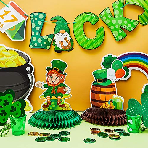 Zonon 19 Pieces St. Patrick's Day Banner St. Patrick's Day Honeycomb Centerpiece St. Patrick' Day Hanging Decorations Shamrock Cutouts Cards St. Patrick's Day Baby Shower Decorations Procession