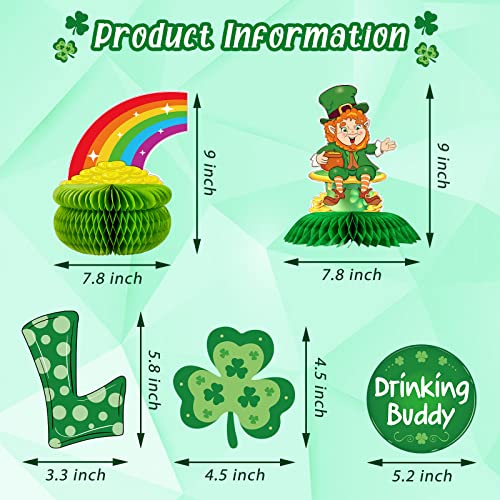 Zonon 19 Pieces St. Patrick's Day Banner St. Patrick's Day Honeycomb Centerpiece St. Patrick' Day Hanging Decorations Shamrock Cutouts Cards St. Patrick's Day Baby Shower Decorations Procession