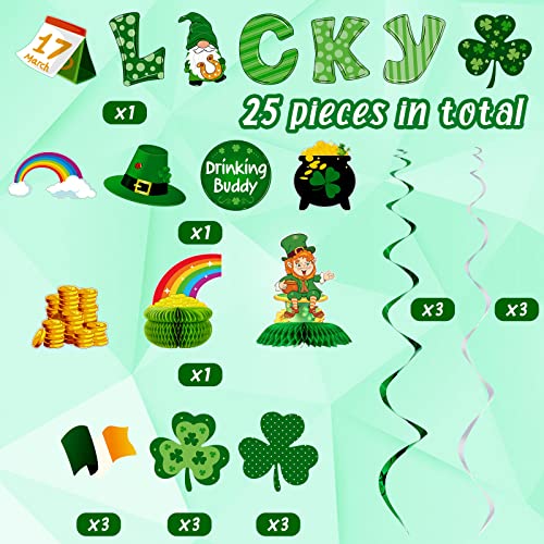 Zonon 19 Pieces St. Patrick's Day Banner St. Patrick's Day Honeycomb Centerpiece St. Patrick' Day Hanging Decorations Shamrock Cutouts Cards St. Patrick's Day Baby Shower Decorations Procession