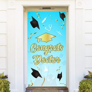 Belrew Congrats Doctor Door Banner, Doctor Graduation Photography Background, Graduation Party Photo Booth Props, Congrats Grad Porch Sign, Medical Graduated Party Door Cover Decorations, Blue