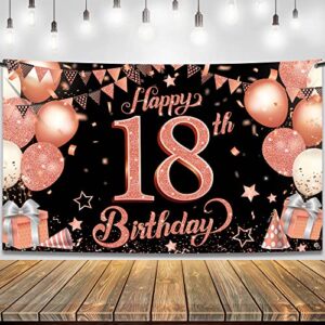 katchon, rose gold happy 18th birthday banner – xtralarge, 72×44 inch | rose gold 18th birthday backdrop | 18 birthday banner for rose gold 18th birthday party decorations | 18 birthday decorations