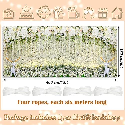 6 x 13ft Flower Wedding Backdrop Large Vinyl Wedding Floral Wall Backdrop Bridal Shower Backdrop Garage Door Banner Photographic Studio Photo Backgrounds for Outdoor Indoor Ceremony Party Decor