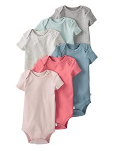 little planet by carter’s baby girls’ 6-pack organic cotton short-sleeve rib bodysuits, multi, 18 months