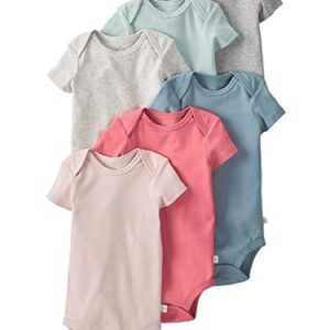 Little Planet by Carter's Baby Girls' 6-Pack Organic Cotton Short-Sleeve Rib Bodysuits, Multi, 18 Months