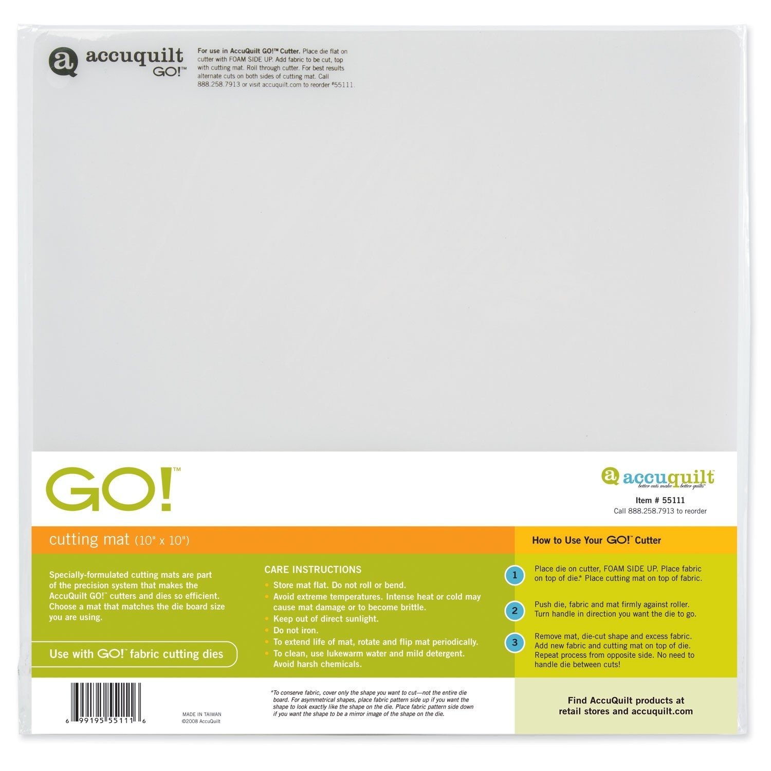 AccuQuilt GO! Cutting Mat; 10-inch-by-10-inch