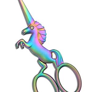 HITOPTY Unicorn Embroidery Scissors, Stainless Steel 4.5inch Cute Snips for Needlework, Cross-stitch, Embroidery, Sewing, Quilting and Needlepoint (Rainbow)