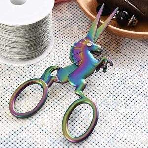 HITOPTY Unicorn Embroidery Scissors, Stainless Steel 4.5inch Cute Snips for Needlework, Cross-stitch, Embroidery, Sewing, Quilting and Needlepoint (Rainbow)