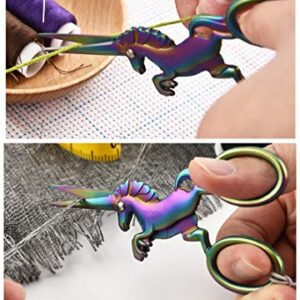 HITOPTY Unicorn Embroidery Scissors, Stainless Steel 4.5inch Cute Snips for Needlework, Cross-stitch, Embroidery, Sewing, Quilting and Needlepoint (Rainbow)