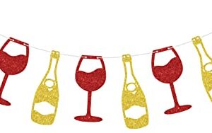 Wine Banner Gold Red Glitter, Wine Time Banner, Wine Tasting Party Decorations, Whisky Birthday Banner, Wine Tasting Party Supplies, Wine Bachelorette Party Decorations