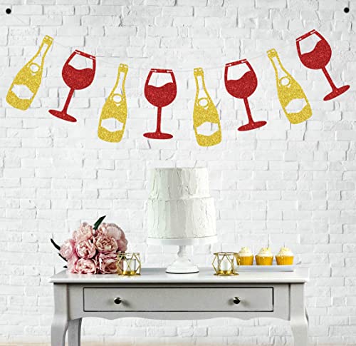 Wine Banner Gold Red Glitter, Wine Time Banner, Wine Tasting Party Decorations, Whisky Birthday Banner, Wine Tasting Party Supplies, Wine Bachelorette Party Decorations