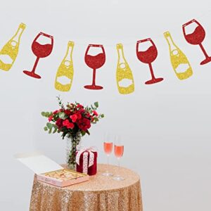 Wine Banner Gold Red Glitter, Wine Time Banner, Wine Tasting Party Decorations, Whisky Birthday Banner, Wine Tasting Party Supplies, Wine Bachelorette Party Decorations