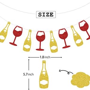 Wine Banner Gold Red Glitter, Wine Time Banner, Wine Tasting Party Decorations, Whisky Birthday Banner, Wine Tasting Party Supplies, Wine Bachelorette Party Decorations