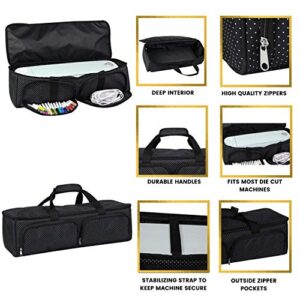 Everything Mary Die-Cut Machine Carrying Case, Black Polka Dot - Storage Tote for Cricut Air & Maker Brother, & Silhouette - Accessories Bag for Supplies, Weeding Tools, Pens & Vinyl