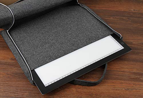 Storage Bag Felt Hand-held Shockproof 14.75 x 11.75 Inch 2.5 inch Thick for A4 Painting Light Pad Board Leaf Book Weeding Light Box (Plus Thick Size)