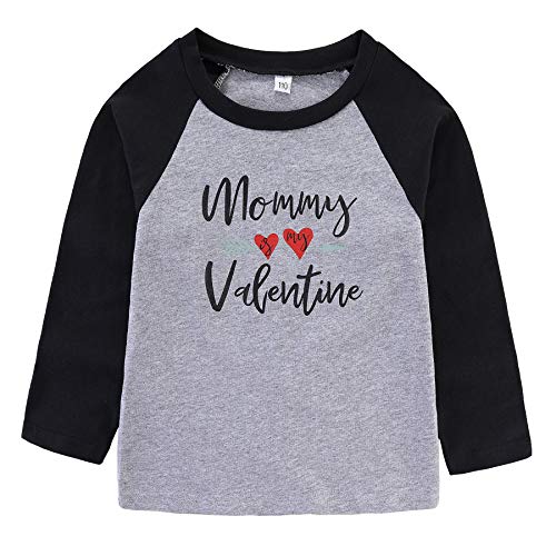 Mommy is My Valentine Shirt Toddler Kids Cotton Long Sleeve Tee Tops Outfit Boys Girls Valentine’s Day Clothes (5-6 Years, Style 2#-Mommy is My Valentine)