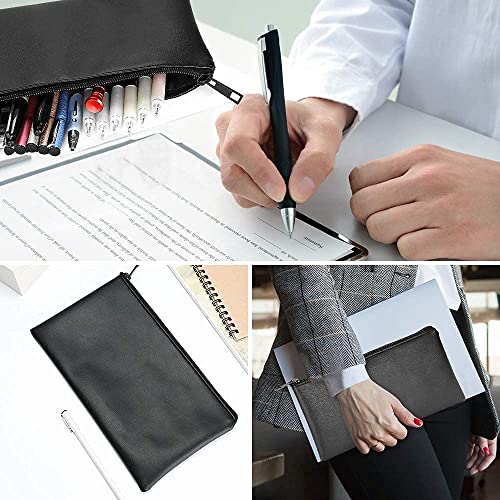 ProCase Black Portable Pencil Bag Pen Case Bundle with [2 Pack] Black Soft PU Leather Pencil Bag Pen Case