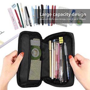 ProCase Black Portable Pencil Bag Pen Case Bundle with [2 Pack] Black Soft PU Leather Pencil Bag Pen Case