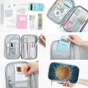 ZZKKO Sport Water Basketball Pencil Bag Case Zipper Pencil Holder Organizer Stationary Pen Bag Cosmetic Makeup Bag Pouch Purse for School Office Supplies