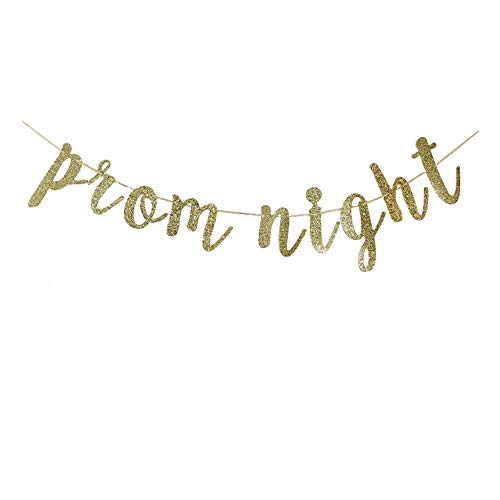 Prom Night Banner, Gold Prom Party Decors, Graduation Party Supplies, Grad Party Paper Sign Garlands