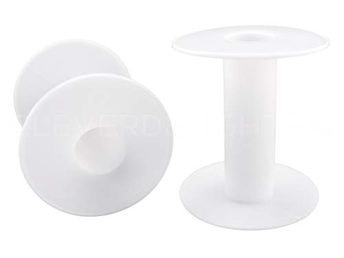 3 Pack - CleverDelights 3" White Plastic Spools - Empty Spools - Crafts Thread Cord Wire Rope Roll