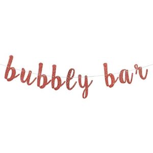 rose gold bubbly bar banner – bachelorette / bridal shower / engagement / baby shower / mimosa bar party decorations