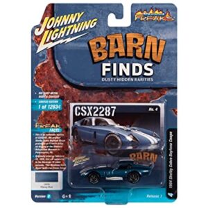 Johnny Lightning 1964 Shelby Cobra Daytona Viking Blue Met. w/White Stripes Barn Finds Ltd Ed to 12834 pcs 1/64 Diecast Model Car JLSF023-JLSP231B