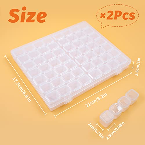 2 Pack 56 Grids Plastic Organizer Box Clear Jewelry Organizer Container Adjustable Divider Removable Grid Diamond Painting Beads Nail Art Tools Art Crafts Small Accessories