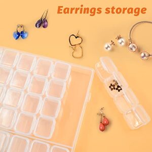 2 Pack 56 Grids Plastic Organizer Box Clear Jewelry Organizer Container Adjustable Divider Removable Grid Diamond Painting Beads Nail Art Tools Art Crafts Small Accessories